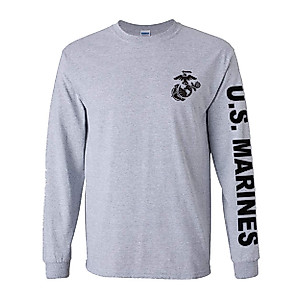 Officially Licensed United States Marine Corps Long Sleeve T-Shirt (Grey, 2X-Large)