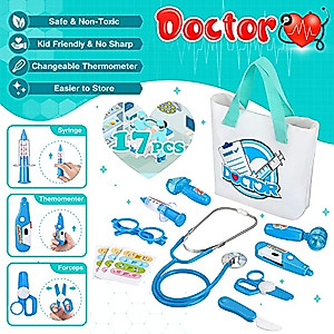 GIFTINBOX Doctor Kit for Kids, Doctor Playset for Kids, Girls and Boys, Medical Kit for Kids with Real Stethoscope, Doctor Role Play Costumes Pretend Dress Up Set for Kids Age 3-8