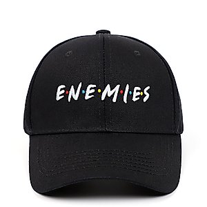 YUNXIBASECAP Men and Women Hip-hop Letter Cap Black Fashion Adjustable Dad Hat NEEnemies Embroidery Baseball Cap(Black)