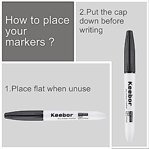 Keebor Basic Chisel Tip Dry Erase Markers, Black, 72 Pack Low-Odor Whiteboard Markers, Office & School Supplies