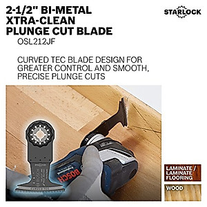 BOSCH OSL212JF 1-Piece 2-1/2 In. Starlock Oscillating Multi Tool Wood Curved-Tec Bi-Metal Xtra-clean Plunge Cut Blade for Applications in Cutting Hardwood
