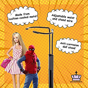 Kaiser Black Doll Stand - Action Figure Stands with Expandable Waist Wire for 8"-12" Dolls (6 pcs)