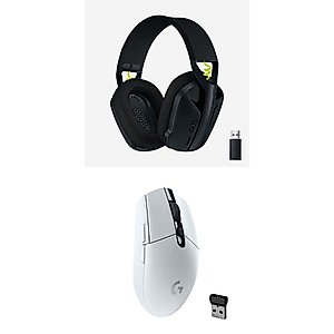 Logitech G LIGHTSPEED Wireless Gaming Bundle, G305 LIGHTSPEED Wireless Gaming Mouse, White and G435 LIGHTSPEED Bluetooth Wireless Gaming Headset, Lightweight, for PC, Mac - Black