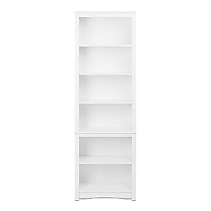 Pemberly Row Tall Contemporary 6 Shelf Bookcase in White