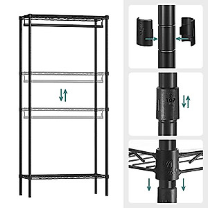 SONGMICS Clothes Rack with Shelves, Garment Rack for Hanging Clothes, Heavy Duty Closet Rack, Steel Portable Closet with Fabric Storage Boxes, Adjustable Shelves, for Bedroom, Black ULGR401B01