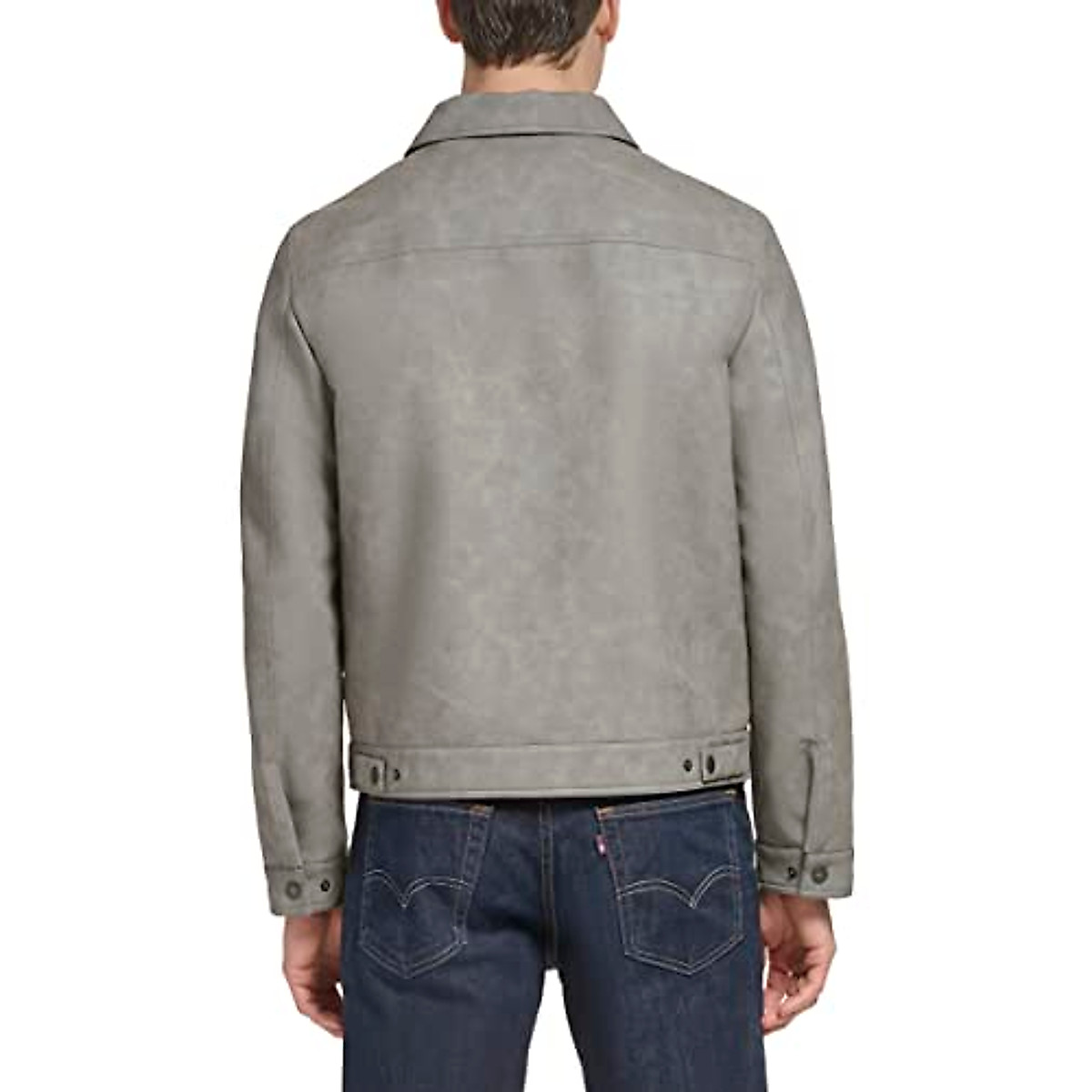 Levi's Men's Lightweight Trucker Shirt Jacket, Light Grey Faux Nubuck