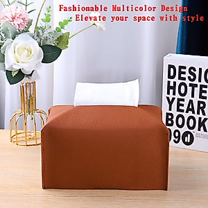 Tissue Box Cover, Leather Car Tissue Holder Rectangle, Black Toilet Tissue Box Holder Square for Bathroom (9.5 * 5 * 5 in, Gray)