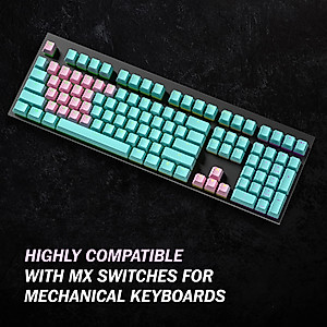 HK Gaming Rubber Keycaps Set | Anti-Slip Texture | Doubleshot Backlit Keycap Set | 23 Keys OEM Profile Key Set | for Mechanical Keyboard | Compatible with Cherry MX, Gateron, Kailh | Prism Pink