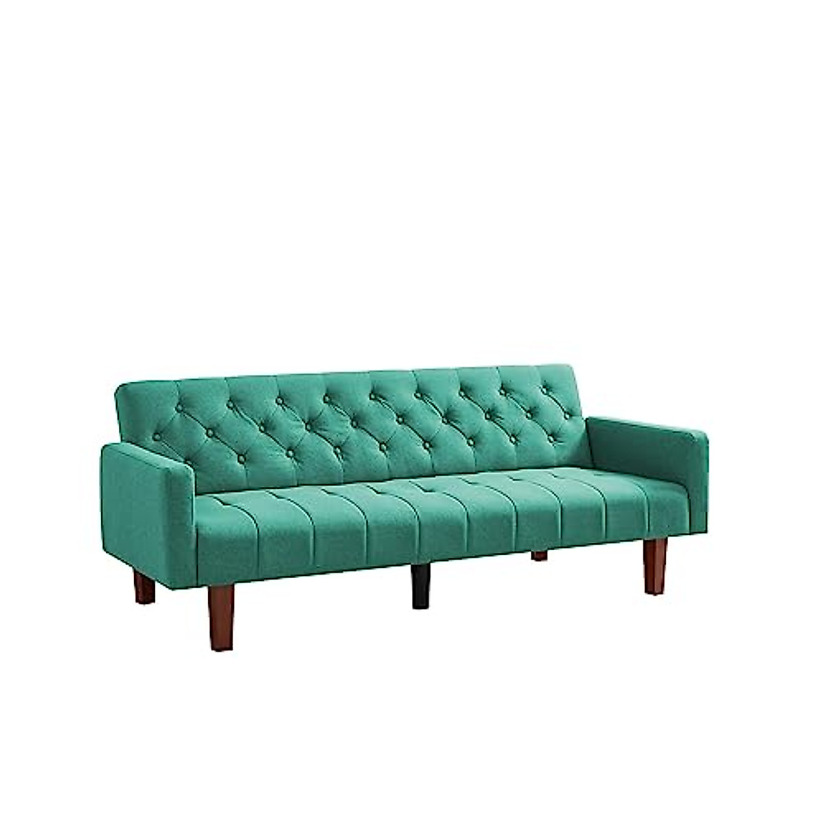 Green, Linen, Convertible Double Folding Living Room Sofa Bed (Eucalyptus Wood Frame)