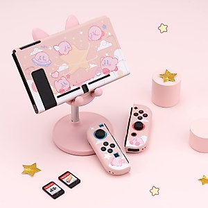 YOCORE Cute Kirby Switch Protective Case | Dockable Protective Case Compatible with Switch,Anti-Scratch and Shock-Absorption Design Soft TPU Cover-yellow