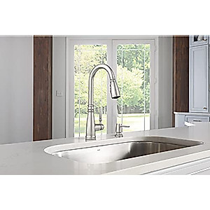 Boman Single Handle Pull-Down Sprayer Kitchen Faucet with Reflex and PowerBoost in Spot Resist| Ceramic Disc Faucets|, Stainless Steel, (87162SRS)