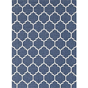Rugs.com Georgia Collection Rug – 7' x 10' Navy Blue Flatweave Rug Perfect for Living Rooms, Large Dining Rooms, Open Floorplans