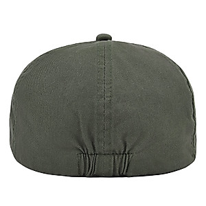 VOBOOM Cotton Washing Flat Cap Cabbie Hat Gatsby Ivy Irish Hunting Newsboy (Army Green)