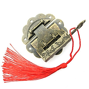 JianLing Antique Furniture Jewelry Box Buckle Toggle Catch Lock (58mm x 58mm) with Mounting Screws and Zinc Alloy Flower Bird Lock (42x11x18mm) with Key