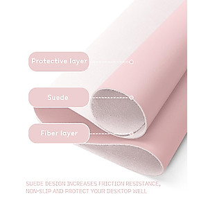 Non-Slip Desk Pad,Mouse Pad,Waterproof PVC Leather Desk Table Protector,Ultra Thin Large Desk Blotter, Easy Clean Laptop Desk Writing Mat for Office Work/Home/Decor(Pink, 31.5" x 15.7")