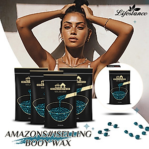 Lifestance Wax Warmer Hair Removal Kit- 4 Packs of Wax Beads(14.1 oz total)- At Home Waxing Kit for Women Sensitive Skin Brazilian Facial Hair Body