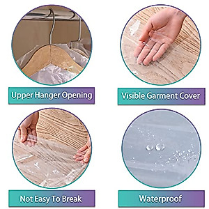 Kornculor 50/100 Pcs Plastic Dry Cleaner Bags 47 Inch Clear Garment Cover Dustproof Suit Bags Dry Cleaning Launderette Bag Plastic Dust Cover for Closet, Home Storage, Travel, Wedding, Trip (100 PCS)