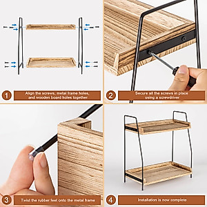 ANBOXIT Countertop Coffee Station Organizer, 2 Tier Wooden Shelf for Coffee Bar Accessories, Condiment Storage Caddy for Kitchen, Home, Office - Brown