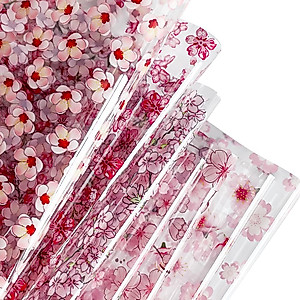 ONEART | Watercolor Floral Clear TPU Vinyl, 12" x 54" Transparent Waterproof Crystal Transparent Plastic Fabric for Bows Earrings Bags-Pink