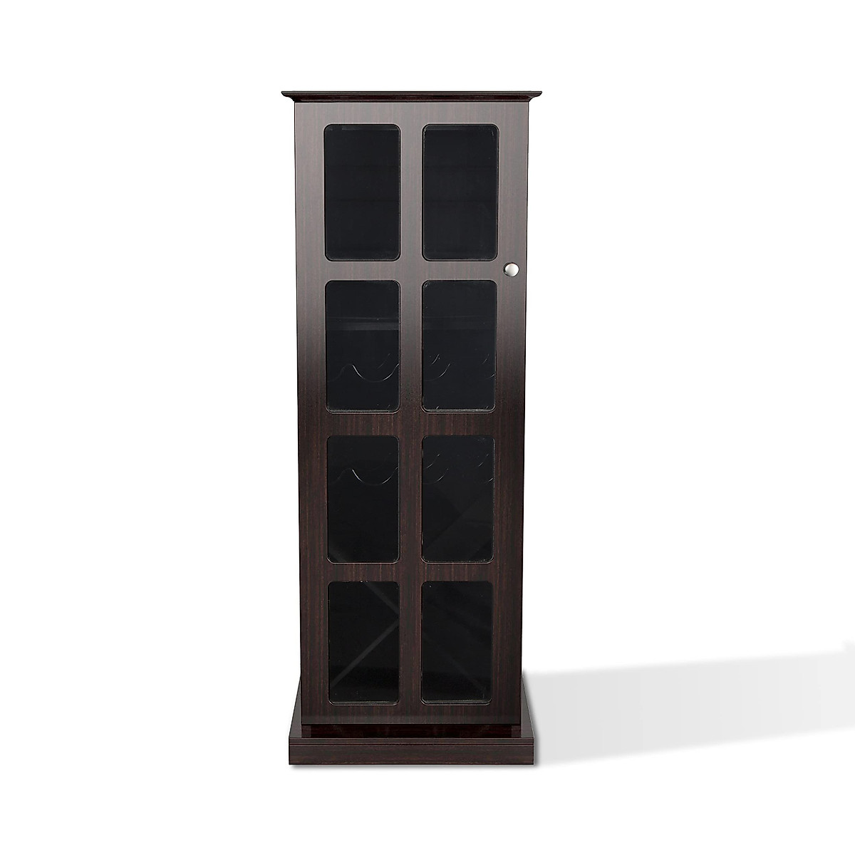 Atlantic Windowpane Wood Wine Cabinet - Store 24 Bottles of Wine, 9 Glasses, Accessory Shelf with Tempered Glass Door in Espresso PN 94835842