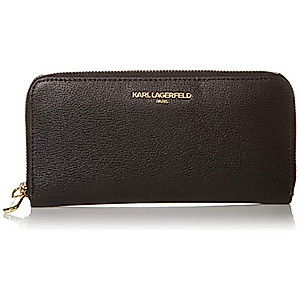 Karl Lagerfeld Paris womens Zip Continental Wallet, BLK/GOLD, One Size US