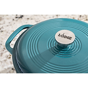 Lodge EC6D38 Enameled Cast Iron Dutch Oven, 6-Quart, Lagoon & L8SK3 10-1/4-Inch Pre-Seasoned Skillet