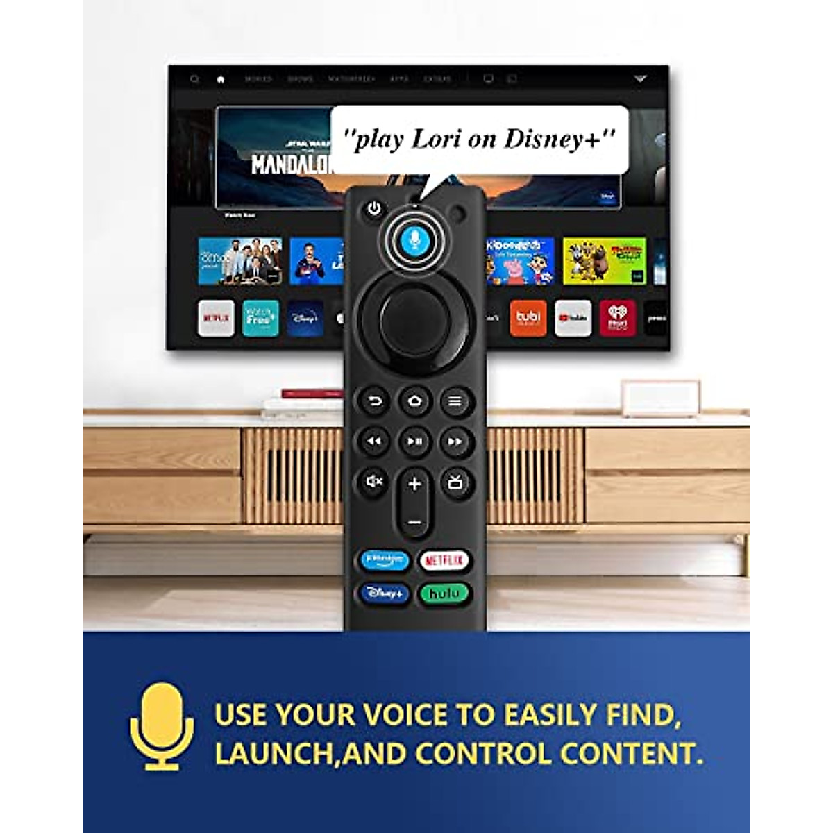 L5B83G 3RD GEN Replacement Voice Remote with Black Cover for Amazon Fire TV Stick (2nd Gen/3rd Gen/Lite/4K) Fire TV Cube (1st Gen and Later) Fire TV (3rd Gen, Pendant Design)