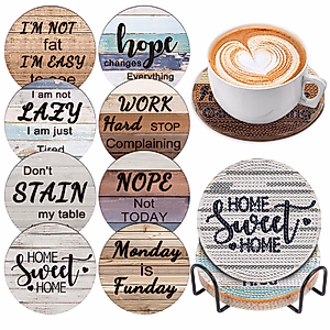8 Pcs Diamond Art Painting Coasters Diamond Art Coasters with Holder, DIY Funny Inspirational Coasters, Diamond Art Painting Kits for Adults, Kids & Beginners, Farmhouse Bar Diamond Art Craft Coasters