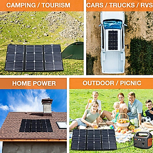 Himino 60 Watt Foldable Solar Panel Battery Charger Kit for Portable Generator Power Station Cell Phones Laptop 24V Car Boat RV Trailer Battery Charge (60W)