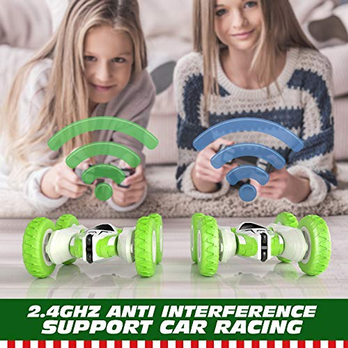 Tecnock Remote Control Car RC Cars for Kids,4WD 2.4Ghz Remote Control Toys,Double Sided Flips 360°Rotating RC Stunt Car, Toy for 5 6 7 8 Year Old Boys Girls