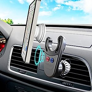 UMount Magnetic Car Socket Mount Works with PopSockets for AC Vent Clip, Mount for Pop Mount, Car Phone Holder for Pop Grip, 360 Rotation Ultra Stability