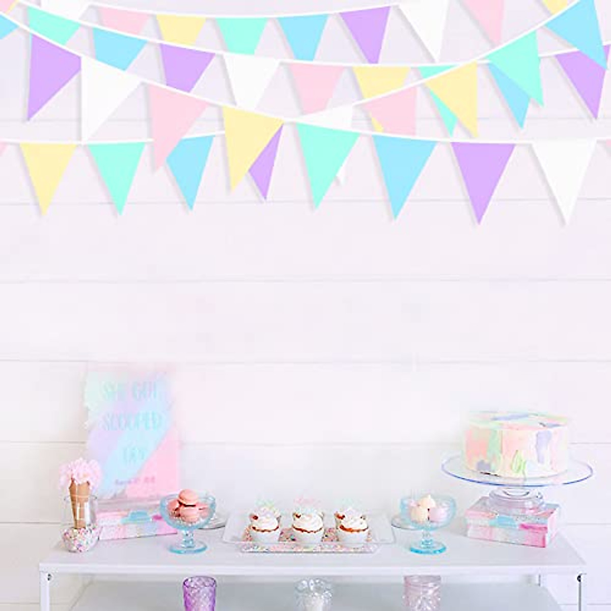 Pastel Macaron Pennant Banner for Unicorn & Birthday Parties