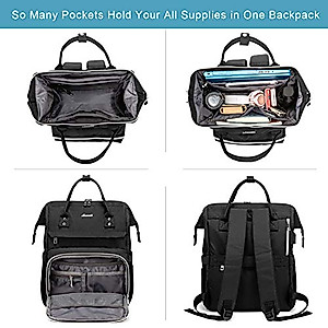 LOVEVOOK Laptop Backpack for Women Travel Backpack College Purse Teacher Back Pack 15.6 Inch Stylish Work Computer Bag with Pen Case, Black