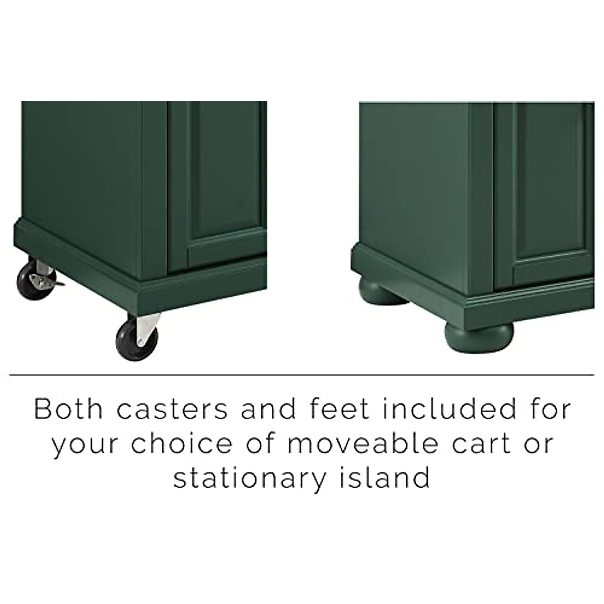 Crosley Furniture Madison Madison Rolling Kitchen Island Cart, Microwave Stand, Coffee Bar, with Shelves and Drawers, Emerald Green