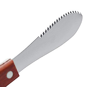 Stainless Steel Straight Edge Wide Butter Spreader Deluxe Sandwich Cream Cheese Condiment Knives Set Kitchen Tools, Wood Handle, 8” (4)