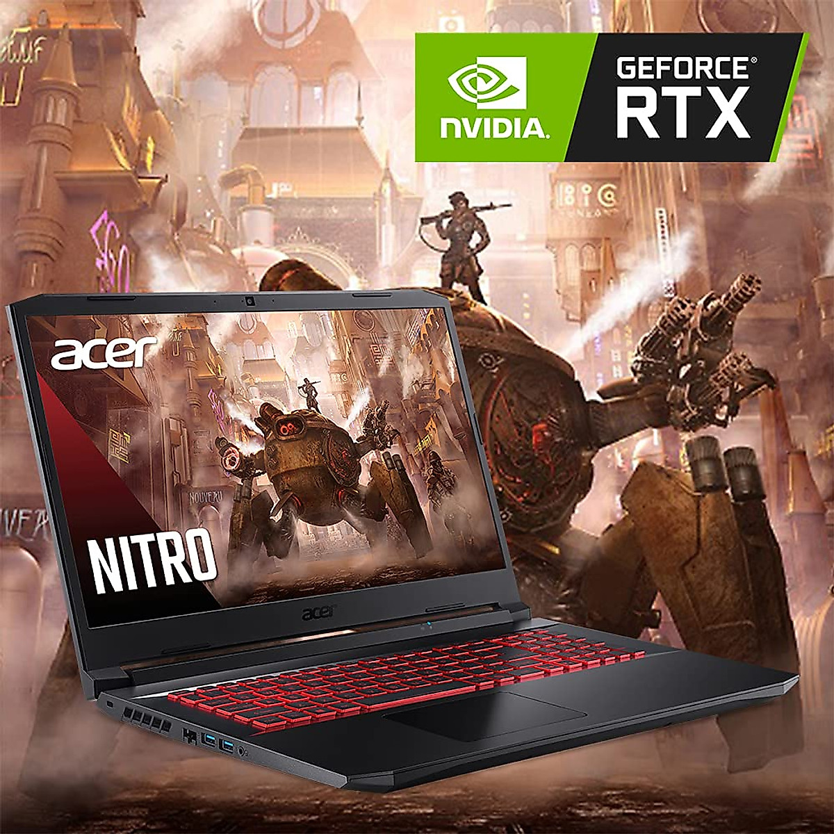 Acer Nitro 5 AN517-41-R7FP Gaming Laptop, AMD Ryzen 5 5600H Hexa-Core Processor | NVIDIA GeForce RTX 3060 Laptop GPU | 17.3" FHD 144Hz IPS Display | 16GB DDR4 | 512GB NVMe SSD | WiFi 6 | BL Keyboard