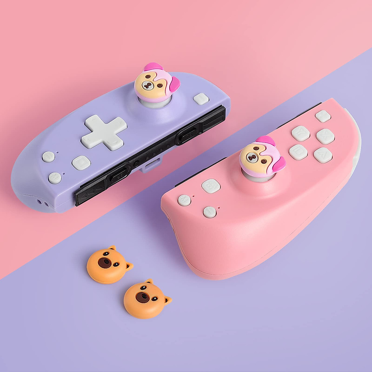 PowerLead Thumb Stick Grip Caps 4PCS for Nintendo Switch, Silicone Joystick Cover Accessories for Nintendo Switch Lite, Cute Animal Theme Gifts for Women Men Kids, Joystick Caps for Switch Controller