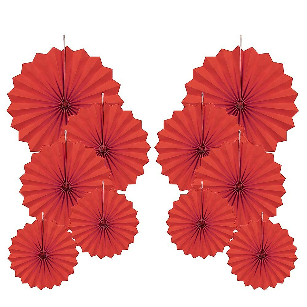 AimtoHome Party Hanging Paper Fans Decorations Set, Red Round Paper Fan Ceiling Party Decoration Suppiles,Set of 10