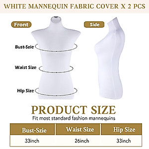 Peryiter 2 Pieces Mannequin Fabric Cover Upper Body Mannequin Cover Soft Stretchy Clothing Mannequin Cover for Retail Boutique Store Form Dummy Model Display Fitting Styling(White)