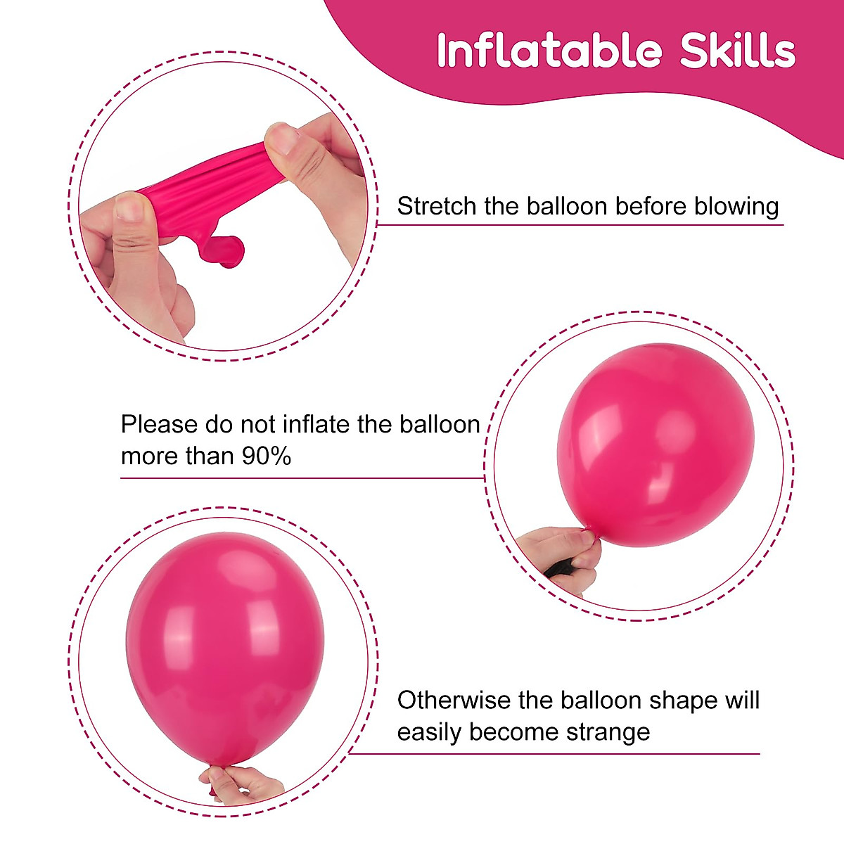 RUBFAC 110pcs Hot Pink Balloons Latex Balloons Different Sizes 18 12 10 5 Inch Party Balloon Kit for Birthday Baby Shower Wedding Princess Theme Party Decoration