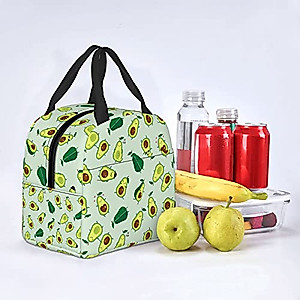 Echoserein Cute Avocado Fun Fruits Lunch Bag Insulated Lunch Box Reusable Lunchbox Waterproof Portable Lunch Tote For Women Men Girls Boys