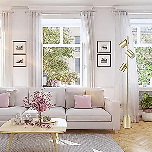 Globe Electric 67604 3-Light Floor Lamp, Matte Soft Gold, Large Weighted Base, Individual Rotary On/Off Switches on Shades, Floor Lamp for Living Room, Floor Lamp for Bedroom, Home Office Accessories