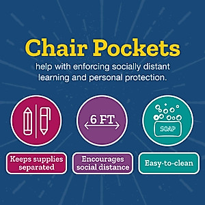 Deluxe Chair Pockets with Pencil Case – 6 Pack – Blue/Red