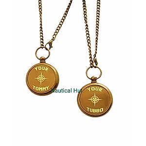 Nautical Hut Your Tommy Your Tubbo Brass Locket Nautical Pocket Compass with Leather Carry