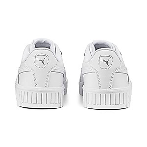 PUMA Womens Carina 2.0 Sneaker, PUMA Womens White-PUMA Womens White-PUMA Womens Silver, 10