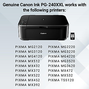 Canon PG-240 XXL Black Ink Cartridge Compatible to printer MG2120, MG3120, MG4120, MX432, MX522, MX452, MX392, MG2220, MG3220, MG4220, MG3520, MG3620, MX472, MX532, TS5120