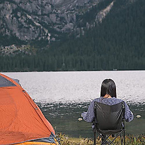 YSSOA Portable Folding Black Camping Chair, 2-Pack