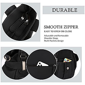 Purses and Handbags for Women Large Hobo Shoulder Bags Soft PU Leather Multi-Pocket Tote Bag (Black)