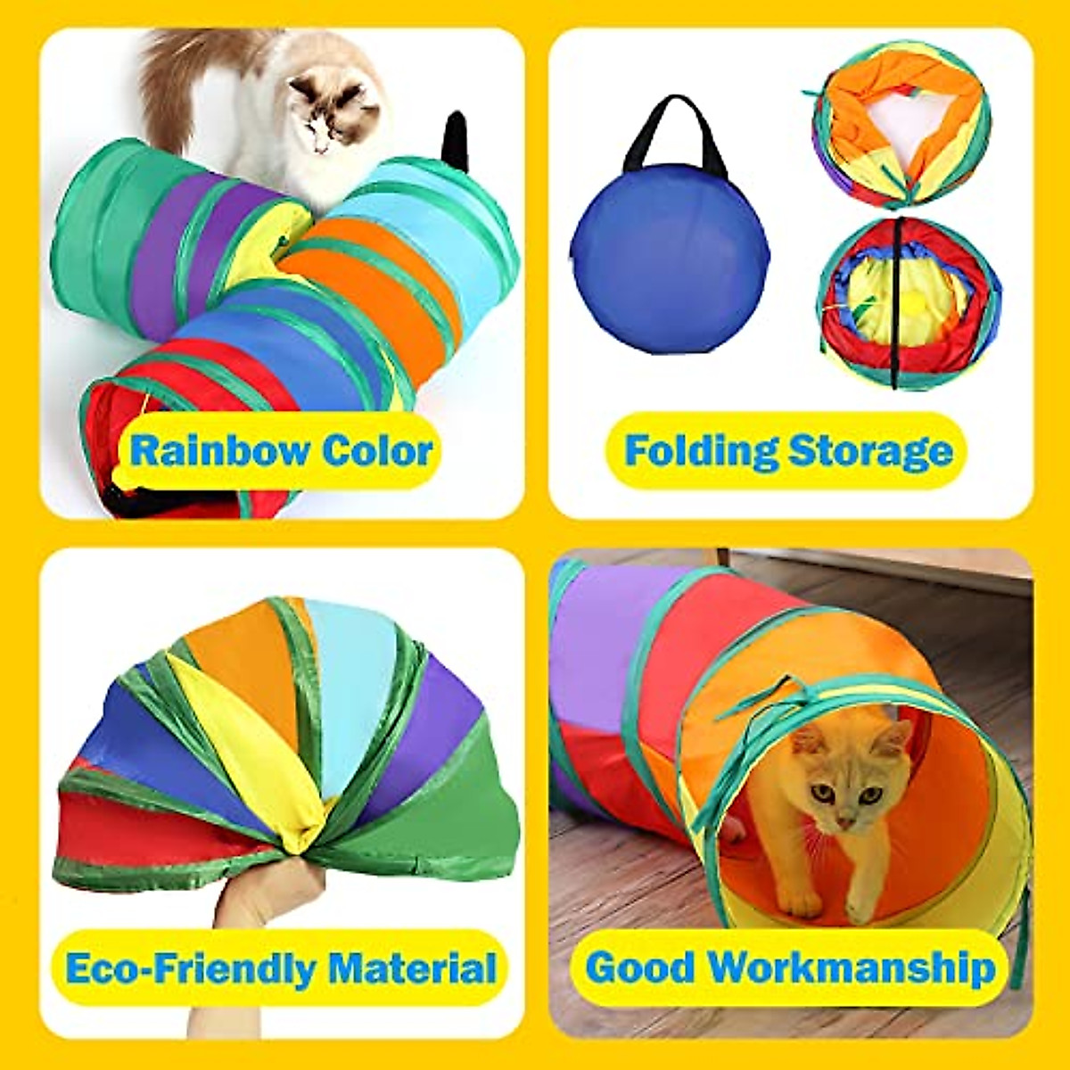 Boziyv Cat Tunnels for Indoor Cats, 2pack Collapsible Rabbits Pet Play Tunnels T S-Shape Tube Kitten Bunny Tunnel with Interactive Ball for Holland Lops