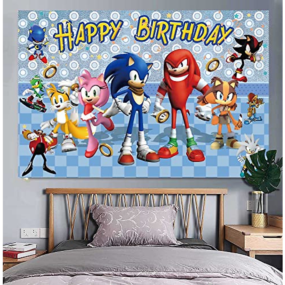 60x40 Inches Birthday Backdrop for Party, Soni Birthday Decoration with Good Wrinkle Resistance, Birthday Party Supplies as Photography Background, Happy Birthday Banner 5X3 ft for Kids, Boys, Girls